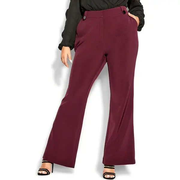 City Chic Vienna High-waist Flare Pants - Red