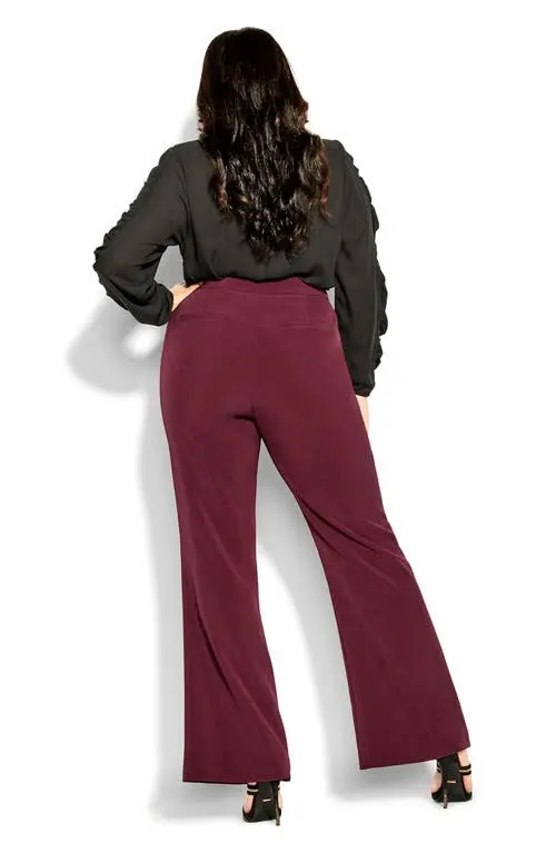 City Chic Vienna High-waist Flare Pants - Red