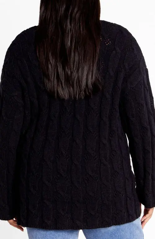 City Chic Iris Mock Neck Cable Knit Tunic Sweater
