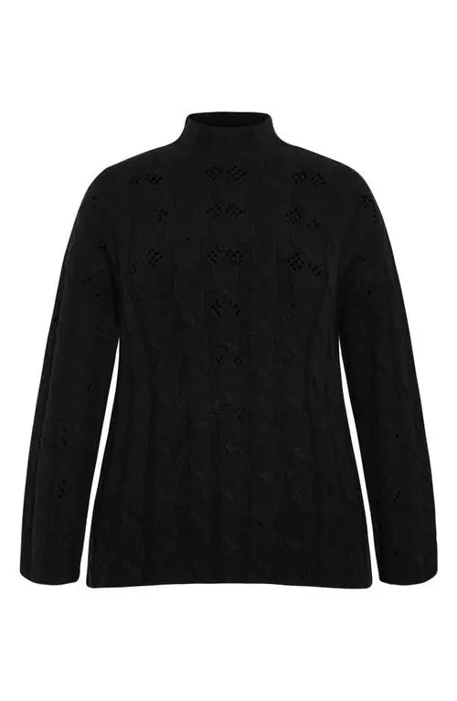 City Chic Iris Mock Neck Cable Knit Tunic Sweater