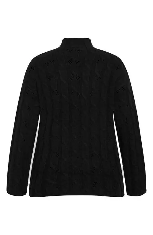 City Chic Iris Mock Neck Cable Knit Tunic Sweater