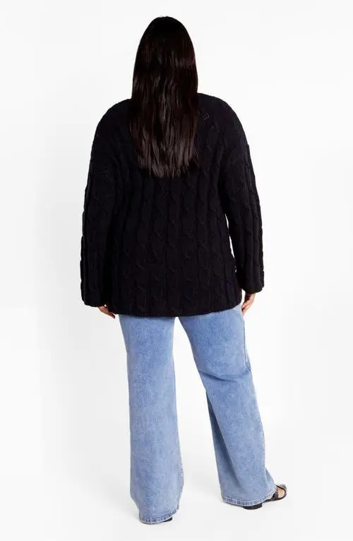 City Chic Iris Mock Neck Cable Knit Tunic Sweater