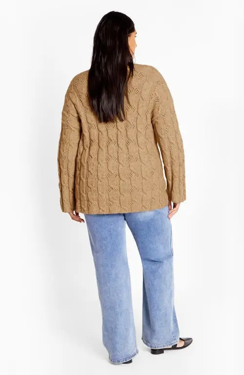 City Chic Iris Mock Neck Cable Knit Tunic Sweater