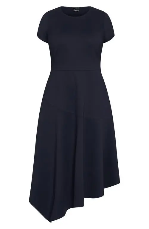 City Chic Asymmetric Hem Ponte Dress