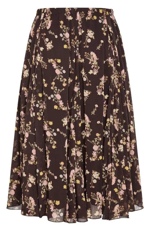City Chic Serene Print Pleated Maxi Skirt