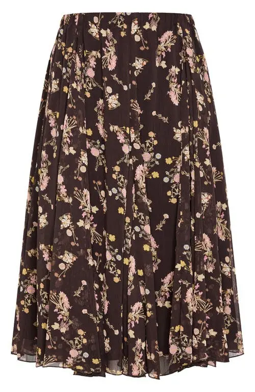 City Chic Serene Print Pleated Maxi Skirt