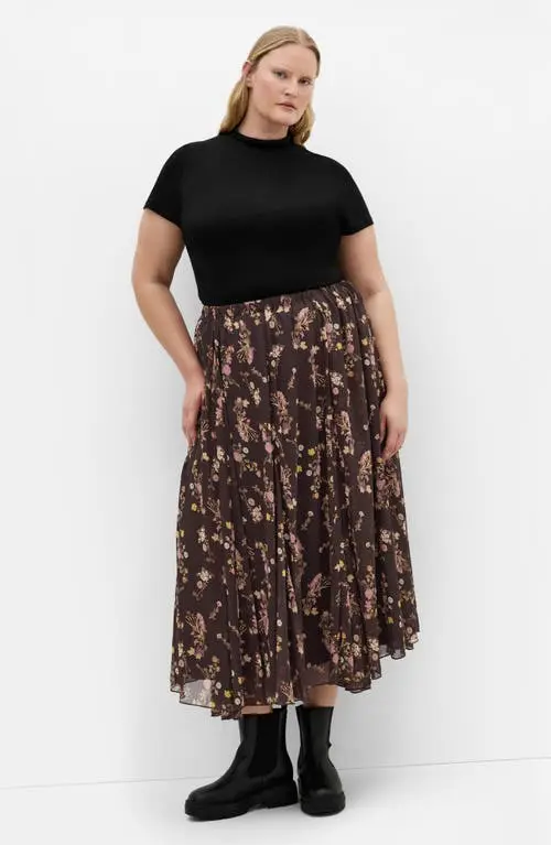 City Chic Serene Print Pleated Maxi Skirt