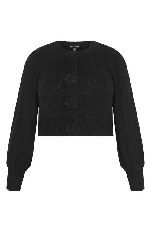 City Chic Winnie Crop Cardigan - Black