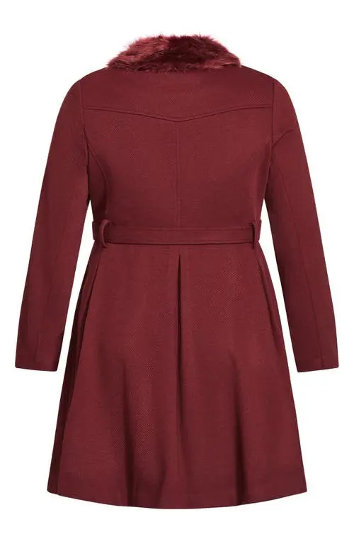 City Chic Rosemary Coat With Removable Faux Fur Collar