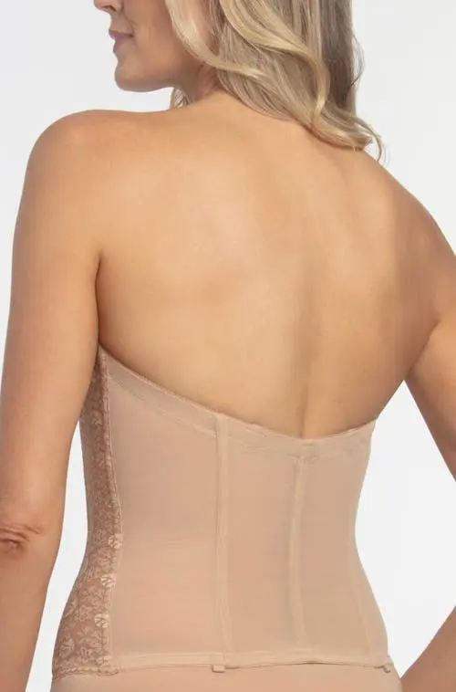 DOMINIQUE INTIMATES Francesca Lace Strapless Front Closure Longline Bridal Bra - Mocha