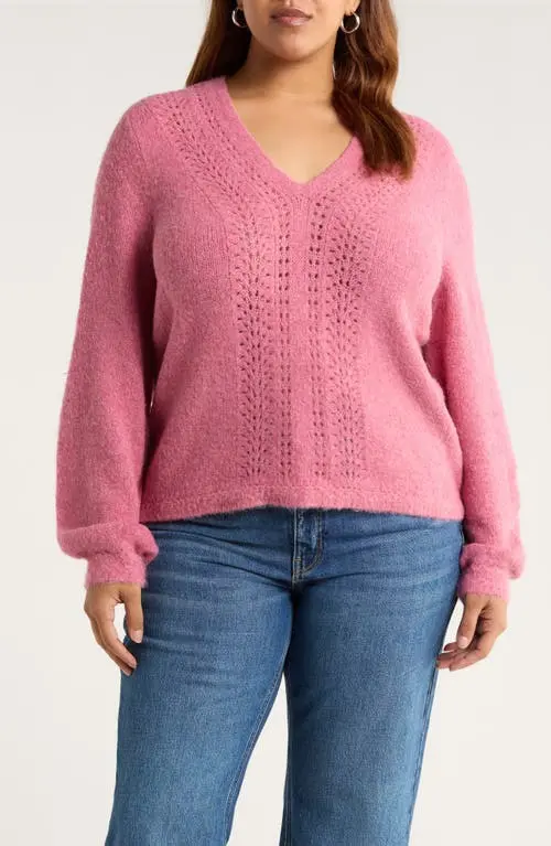 Treasure & Bond Pointelle V-neck Sweater