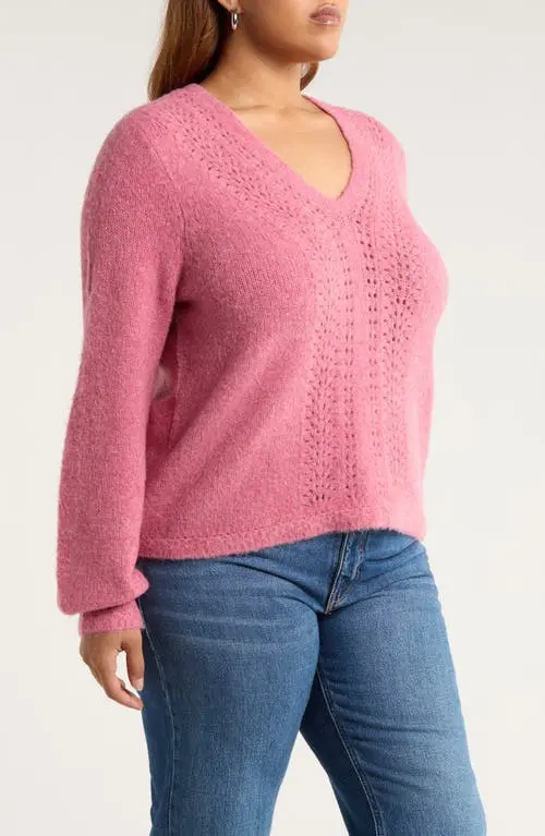 Treasure & Bond Pointelle V-neck Sweater