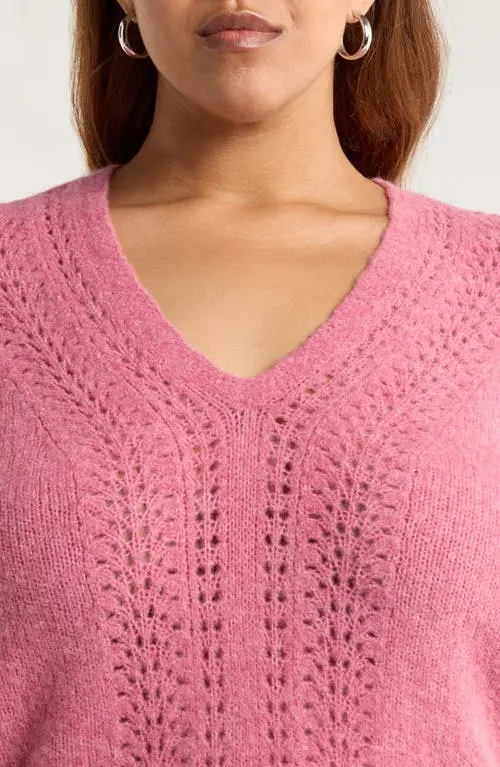 Treasure & Bond Pointelle V-neck Sweater