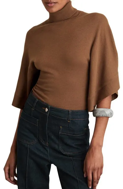 REISS Hadley Turtleneck Dolman Sleeve Wool Sweater - Tan