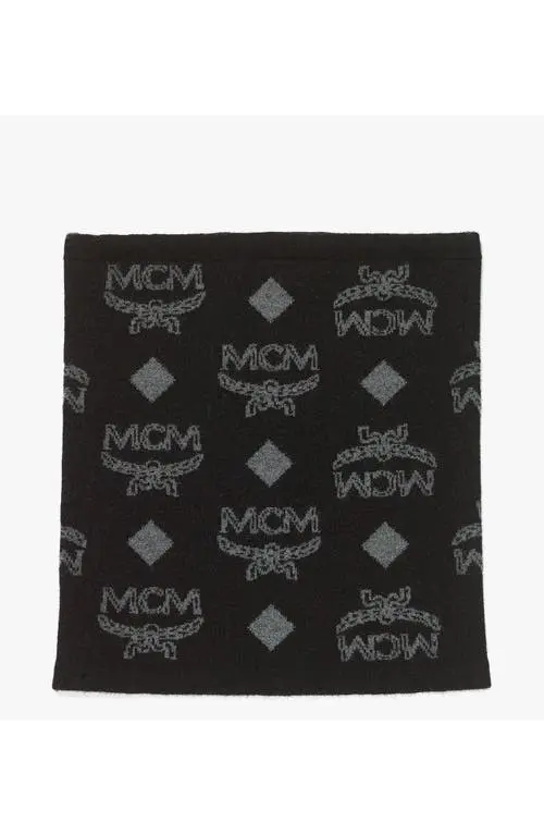 Mcm Monogram Wool Jacquard Neck Warmer - Black