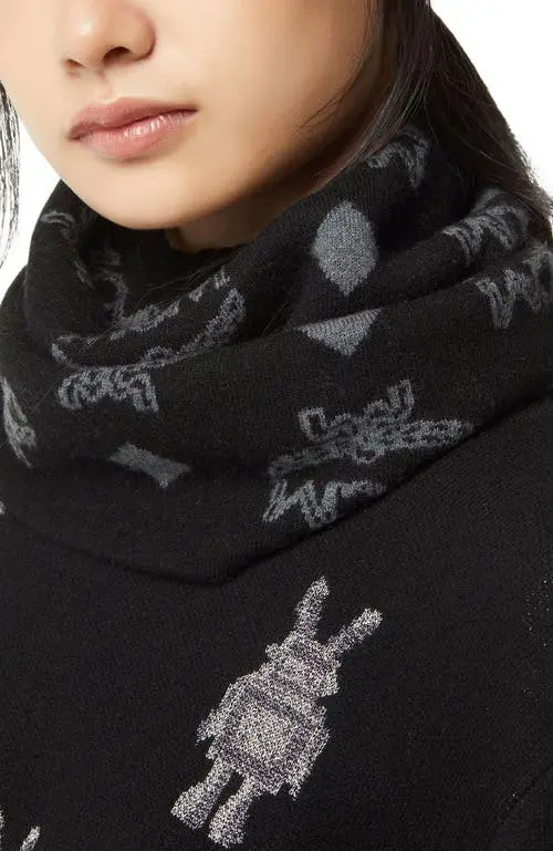 Mcm Monogram Wool Jacquard Neck Warmer