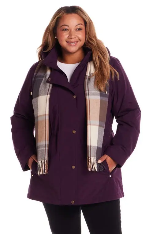 Gallery Water Resistant Insulated Stadium Jacket - Blackberry