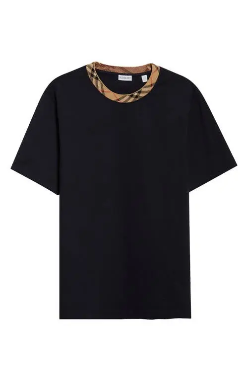 Burberry Ryan Check Trim T-shirt - Navy