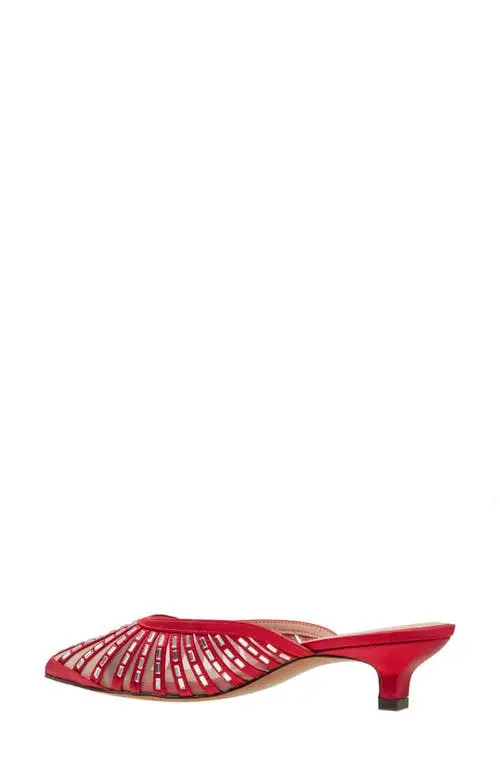 Linea Paolo Inka Pointed Toe Kitten Heel Mule - Ruby Red