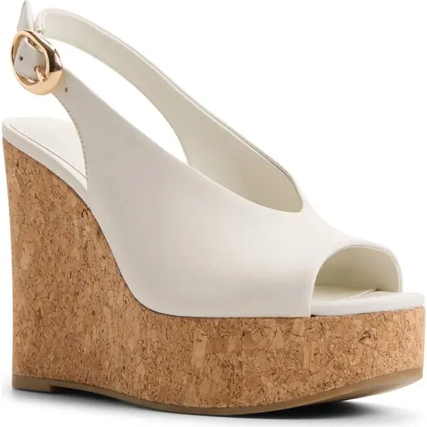 Aldo Tatianah Platform Wedge Sandal - White/bone