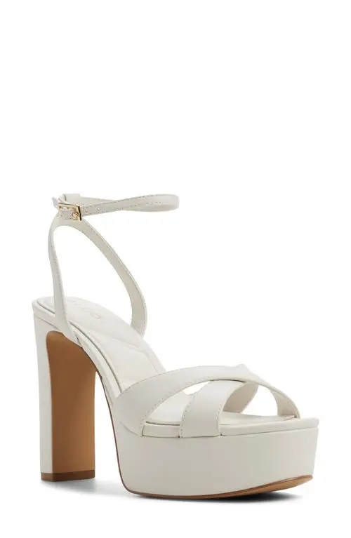 Aldo Rosine Ankle Strap Platform Sandal - White/bone