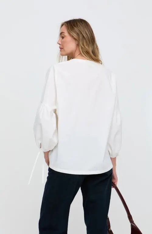 RAFFYA Anai Embroidered Blouse - Cream