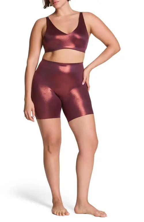 Spanx Spanxshape™ Luxeshine Mid-thigh Short - Plum Berry Foil