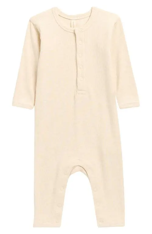 QUINCY MAE Rib Organic Cotton Blend Romper - Oatmeal