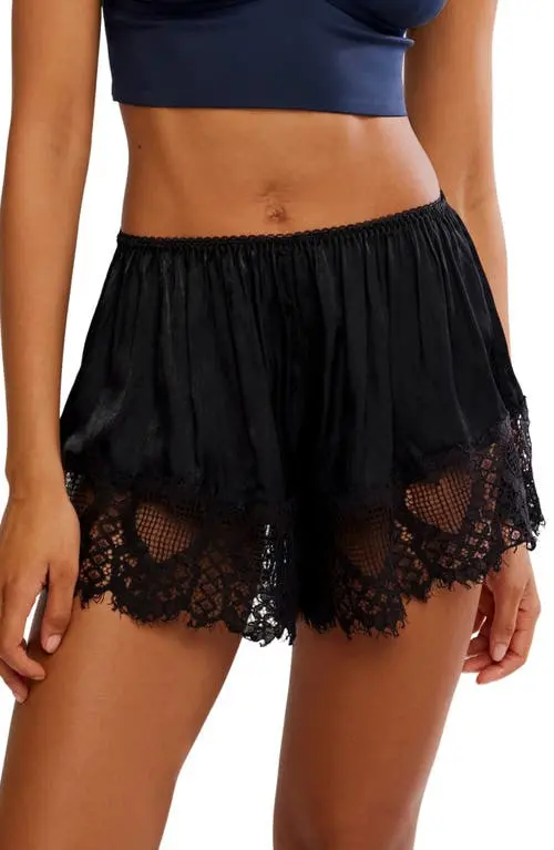 Free People Sweet Love Boxer Shorts - Black