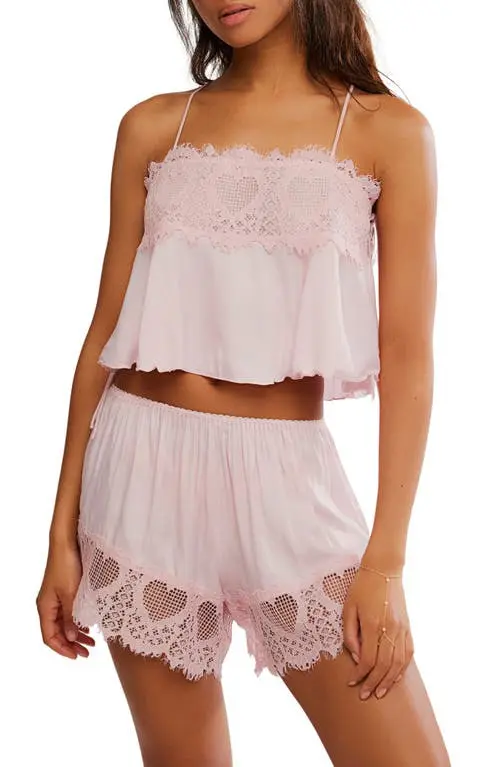 Free People Sweet Love Crop Pajama Camisole - Pink Ribbons