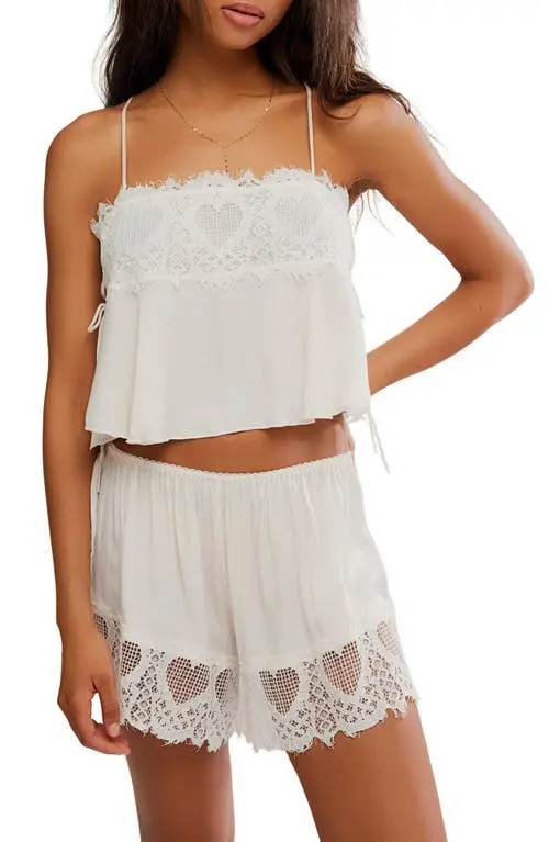 Free People Sweet Love Crop Pajama Camisole - White Alyssum
