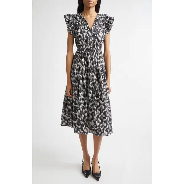 Ulla Johnson Kairi Flutter Sleeve Midi Dress