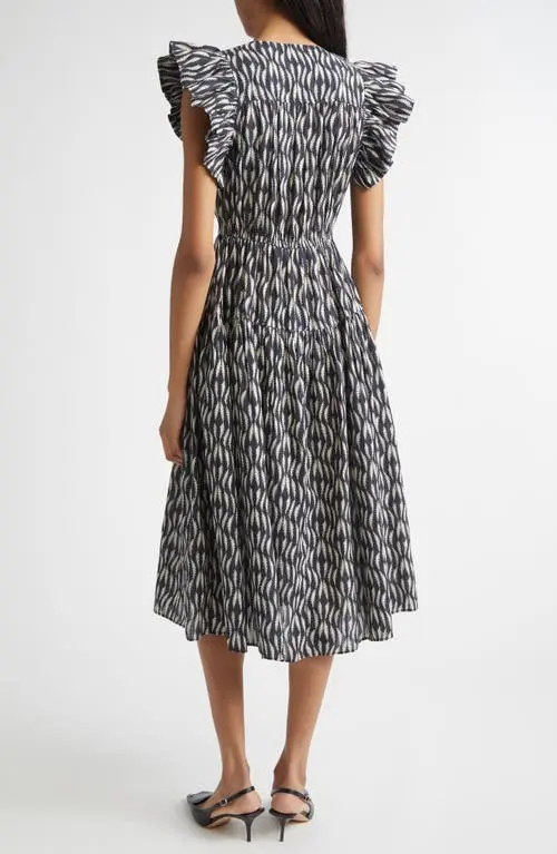 Ulla Johnson Kairi Flutter Sleeve Midi Dress