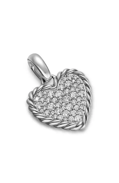 David Yurman Cable Pavé Heart Amulet - Silver Pave