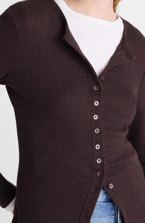Madewell Waffle Knit Cutaway Crewneck Cardigan