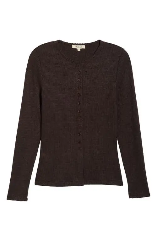 Madewell Waffle Knit Cutaway Crewneck Cardigan