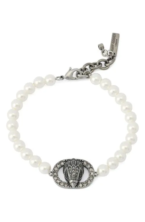 Kurt Geiger Eagle Faux Pearl Bracelet - Rhodium/pearl