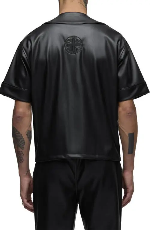Hudson Jeans Faux Leather Baseball Jersey