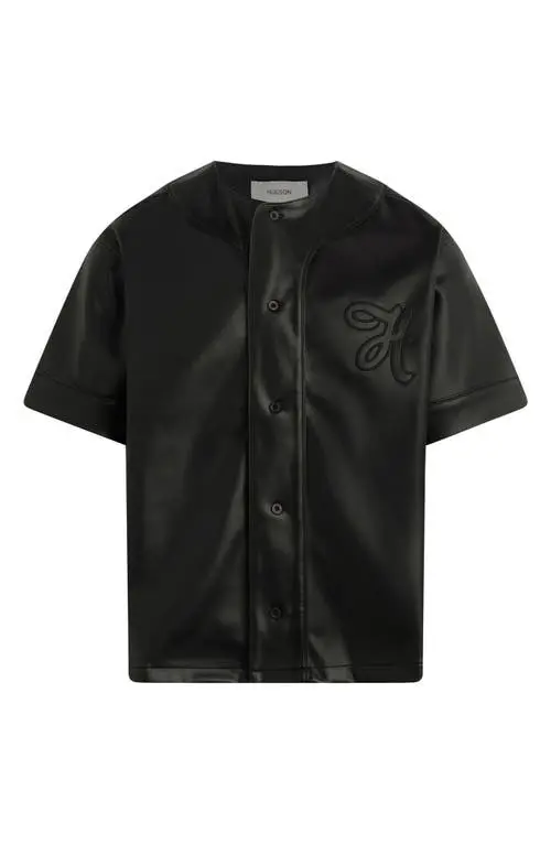 Hudson Jeans Faux Leather Baseball Jersey