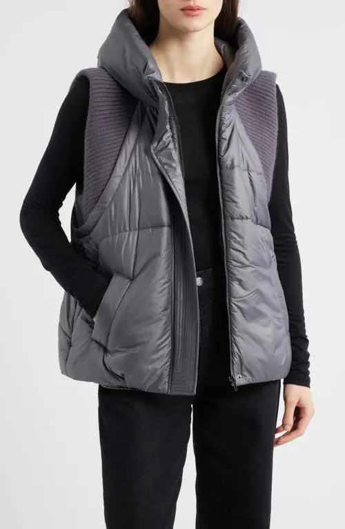 Dra Violet Hooded Hybrid Puffer Vest