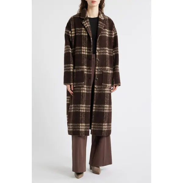 Dra Ginny Check Wool-blend Longline Coat