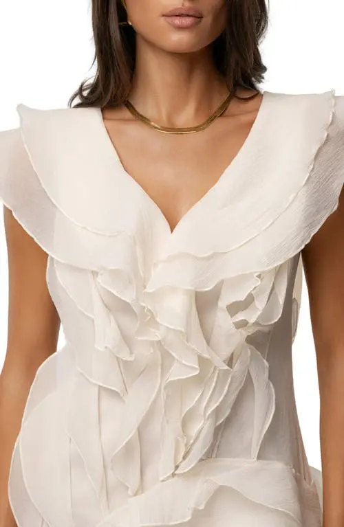JLUXLABEL Dove Ruffle Chiffon Dress