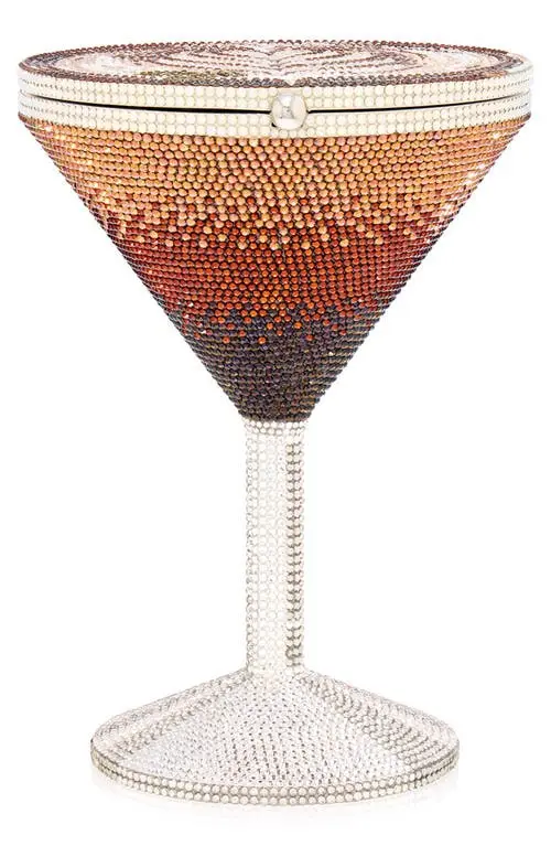 Judith Leiber Espresso Martini Crystal Embellished Clutch - Silver Brown Multi