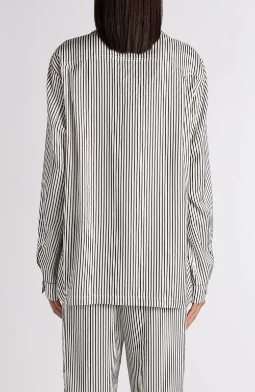 TOM FORD Stripe Silk Button-up Pajama Shirt