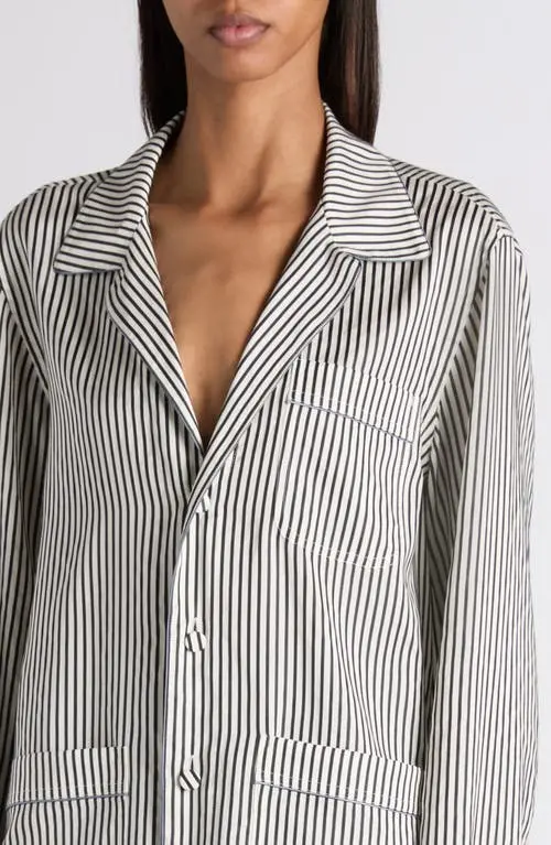 TOM FORD Stripe Silk Button-up Pajama Shirt