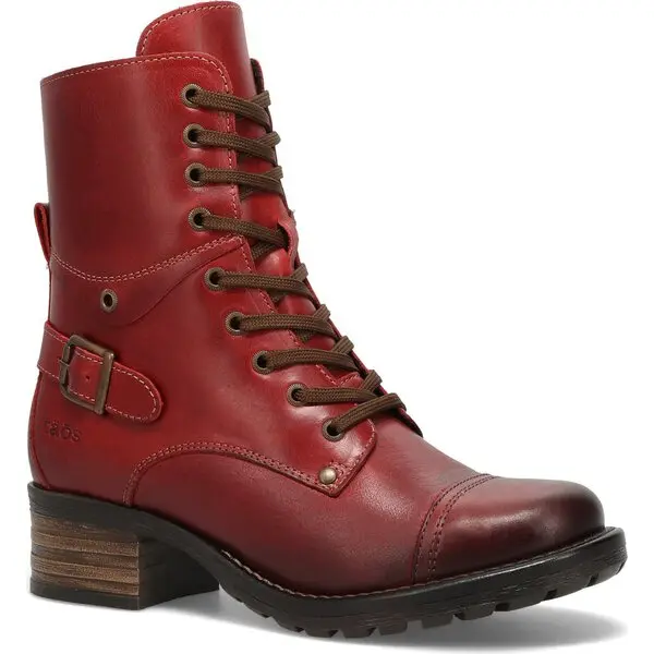 TAOS Crave Leather Combat Boots - Classic Red
