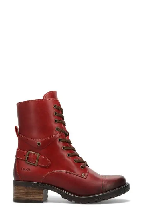 TAOS Crave Leather Combat Boots - Classic Red