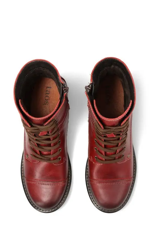 TAOS Crave Leather Combat Boots - Classic Red