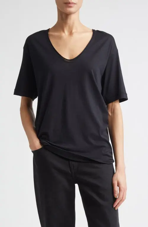 TOTEME Silk Crepe T-shirt - Black