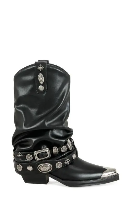 AZALEA WANG Ashraf Studded Western Boots - Black